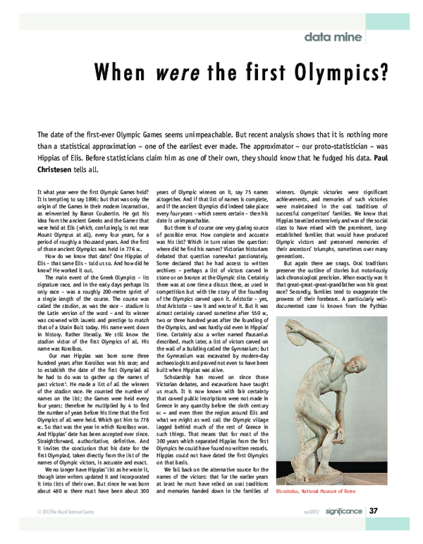 (PDF) When were the first Olympics?