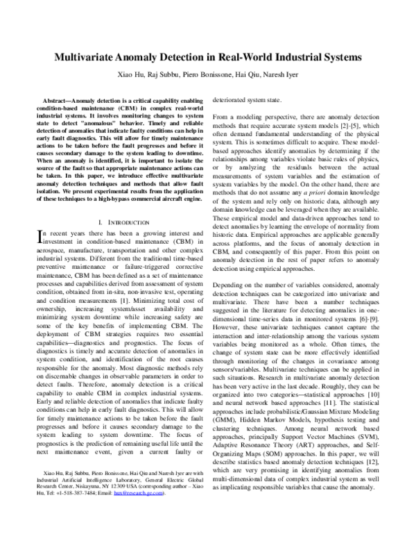 Pdf Multivariate Anomaly Detection In Real World Industrial Systems