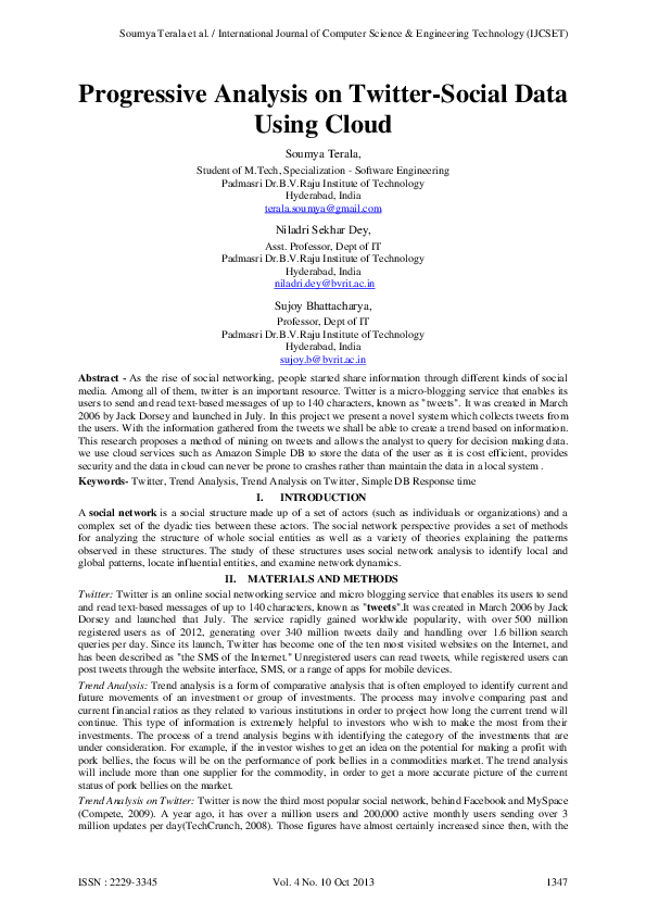 (PDF) Progressive Analysis on Twitter-Social Data Using Cloud