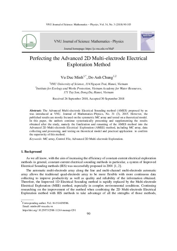 (PDF) Perfecting the Advanced 2D Multi-electrode Electrical Exploration ...