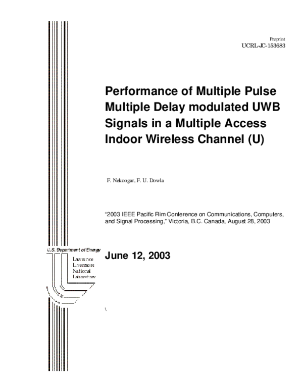 (PDF) Performance of multiple pulse multiple delay modulated UWB ...