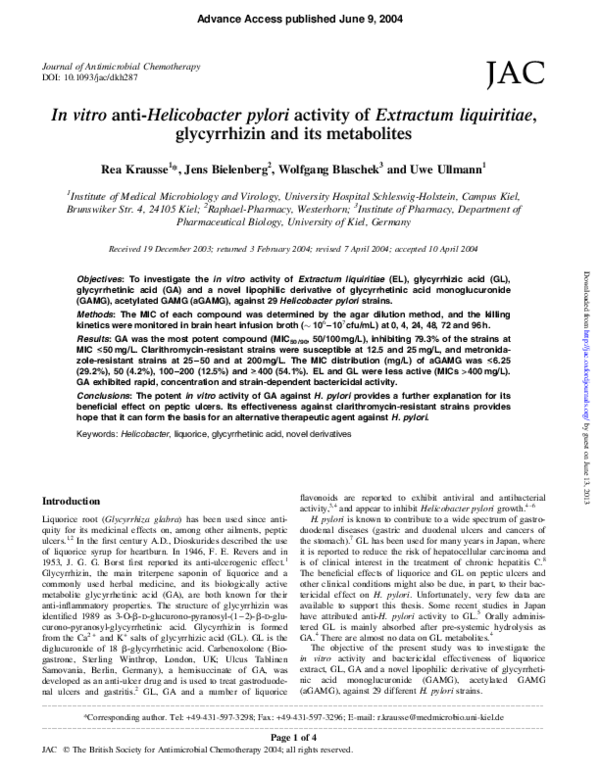 (PDF) In vitro anti-Helicobacter pylori activity of Extractum ...