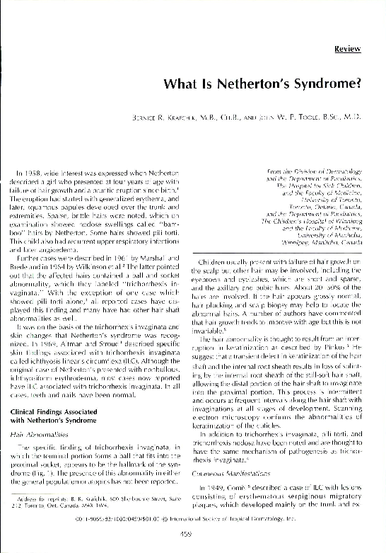 (PDF) What is Netherton's syndrome?