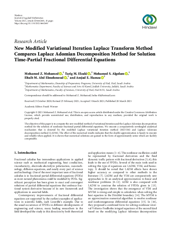 Pdf New Modified Variational Iteration Laplace Transform Method