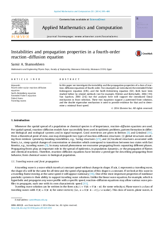 (PDF) Instabilities and propagation properties in a fourth-order ...