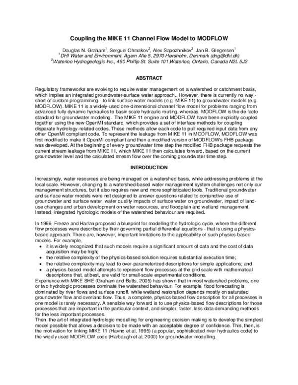 (PDF) Coupling the MIKE 11 Channel Flow Model to MODFLOW