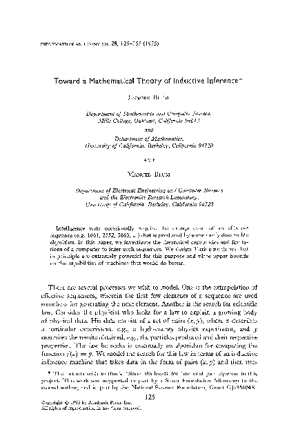 (PDF) Toward a mathematical theory of inductive inference