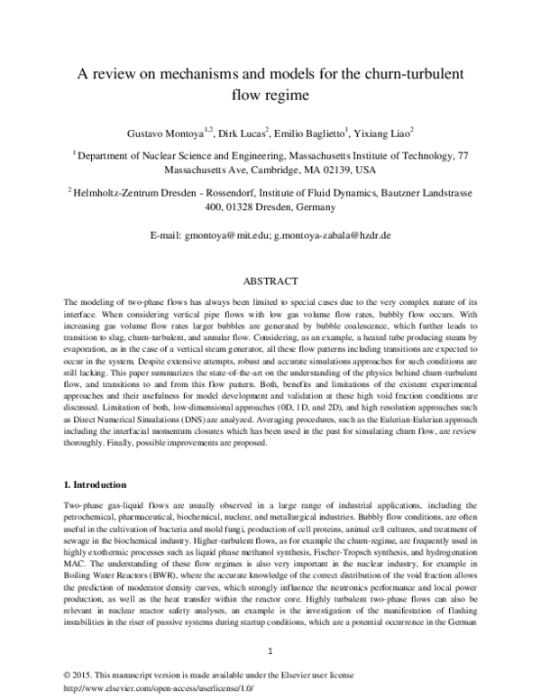 (PDF) A review on mechanisms and models for the churn-turbulent flow ...
