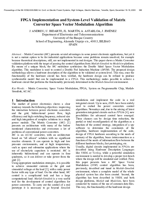 Pdf Fpga Implementation And System Level Validation Of Matrix 6109
