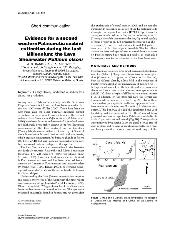 (PDF) Evidence for a second western Palaearctic seabird extinction ...