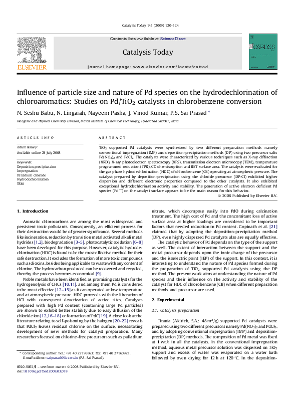 (PDF) Influence of particle size and nature of Pd species on the ...