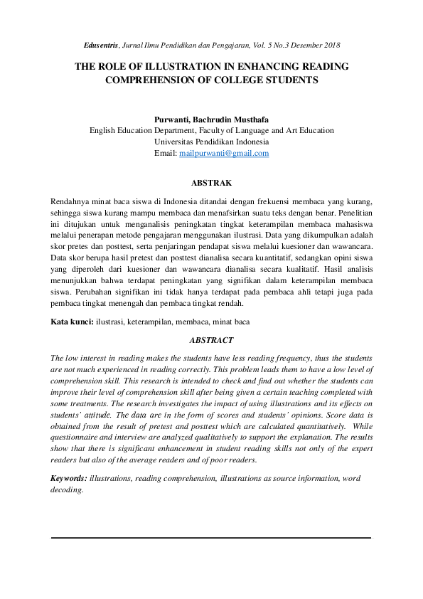 (PDF) The Role of Illustration in Enhancing Reading Comprehension of College Students