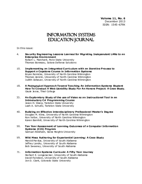 (PDF) Ten Year Assessment of Learning Outcomes of a Computer Information Systems (CIS) Program ...