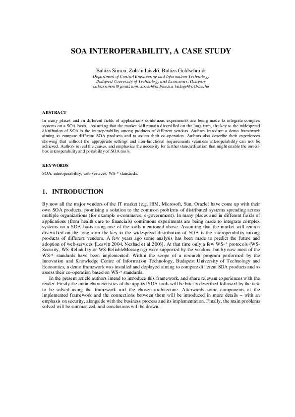 (PDF) SOA Interoperability, A Case Study
