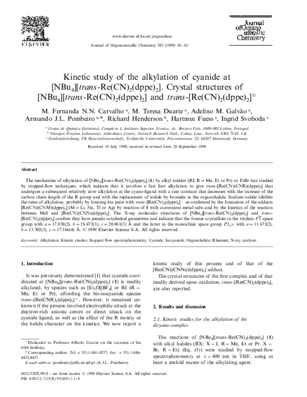 (PDF) Kinetic study of the alkylation of cyanide at [NBu4][trans-Re(CN ...