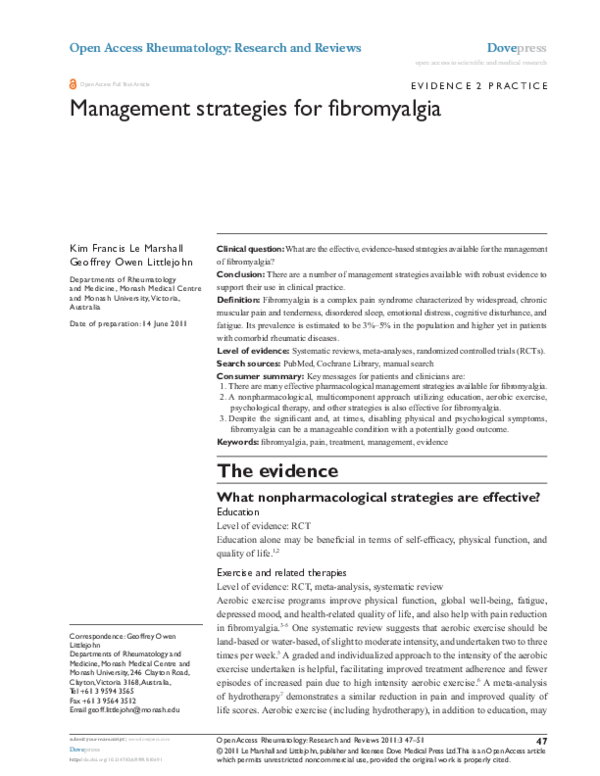 (PDF) Management strategies for fibromyalgia