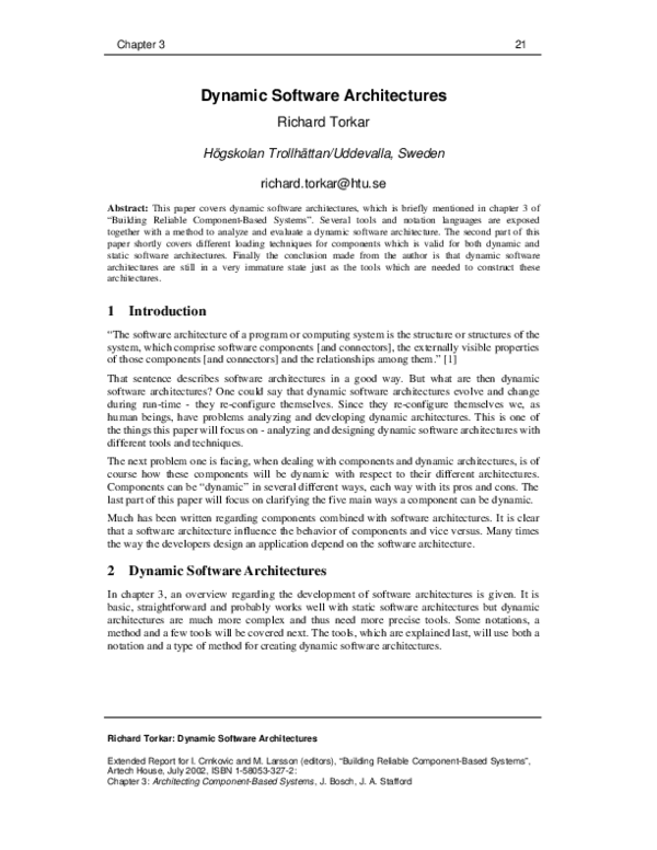 (PDF) Dynamic software architectures