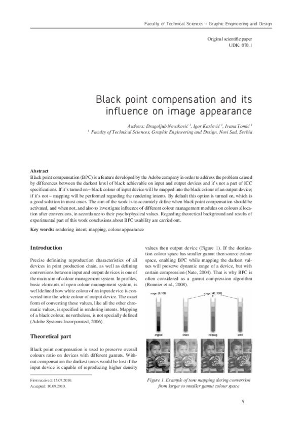 (PDF) Black point compensation and its influence on image appearance