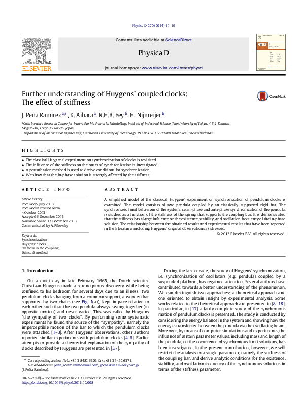 (PDF) Further understanding of Huygens’ coupled clocks: The effect of ...
