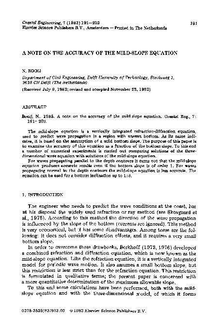 (PDF) A note on the accuracy of the mild-slope equation