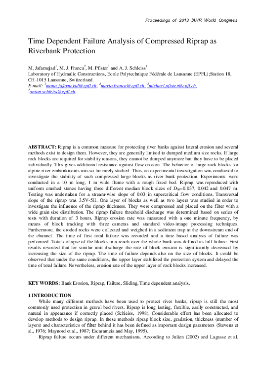 (PDF) Time Dependent Failure Analysis of Compressed Riprap as Riverbank ...