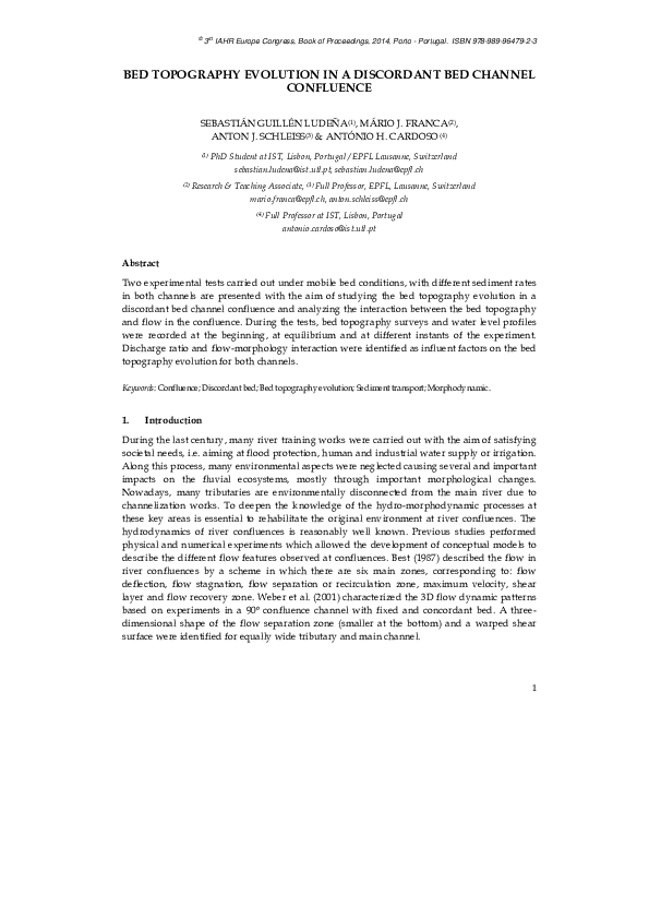 (PDF) Bed topography evolution in a discordant bed channel confluence
