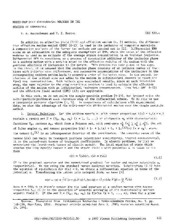 (PDF) Multi-particle differential methods in the statics of composites