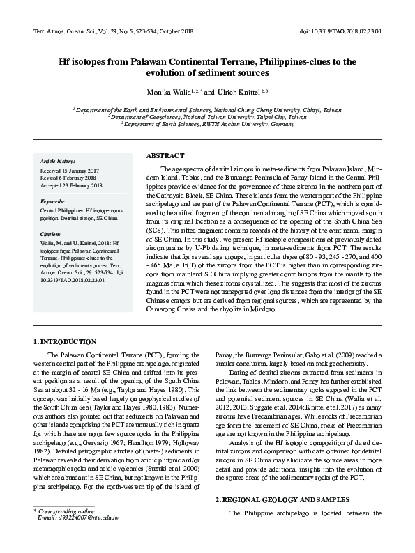 (PDF) Hf isotopes from Palawan Continental Terrane, Philippines-clues ...