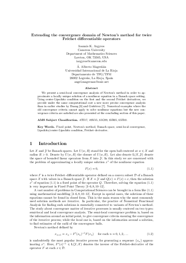 (PDF) Extending the convergence domain of Newton's method for twice ...