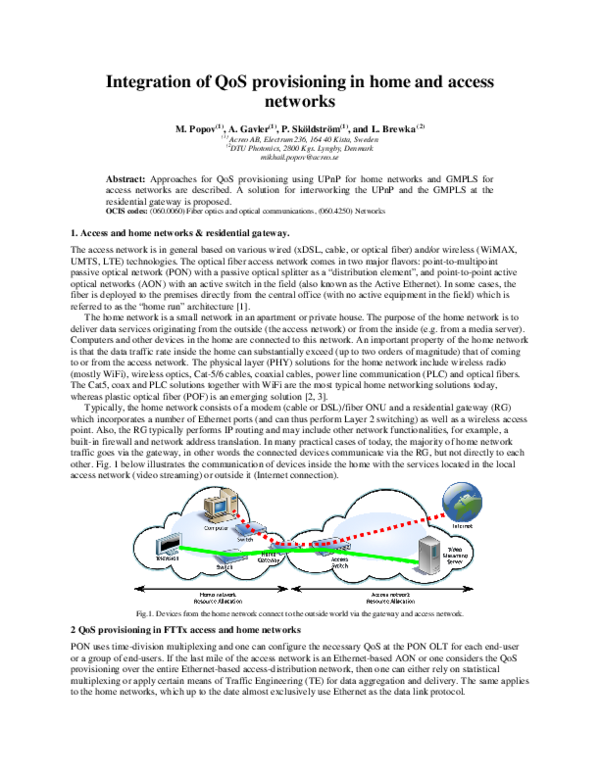 (PDF) Integration of QoS provisioning in home and access networks