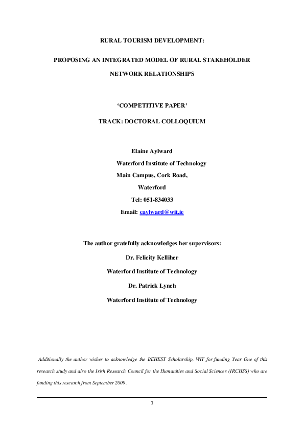 (PDF) Rural Tourism Development: Proposing an Integrated Model of Rural ...