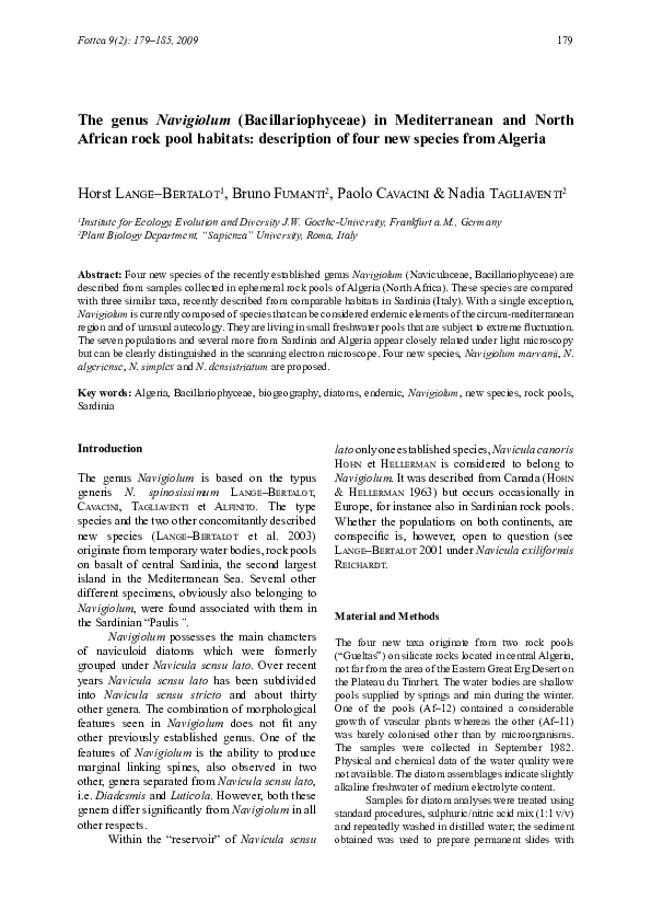 (PDF) The genus Navigiolum (Bacillariophyceae) in Mediterranean and ...