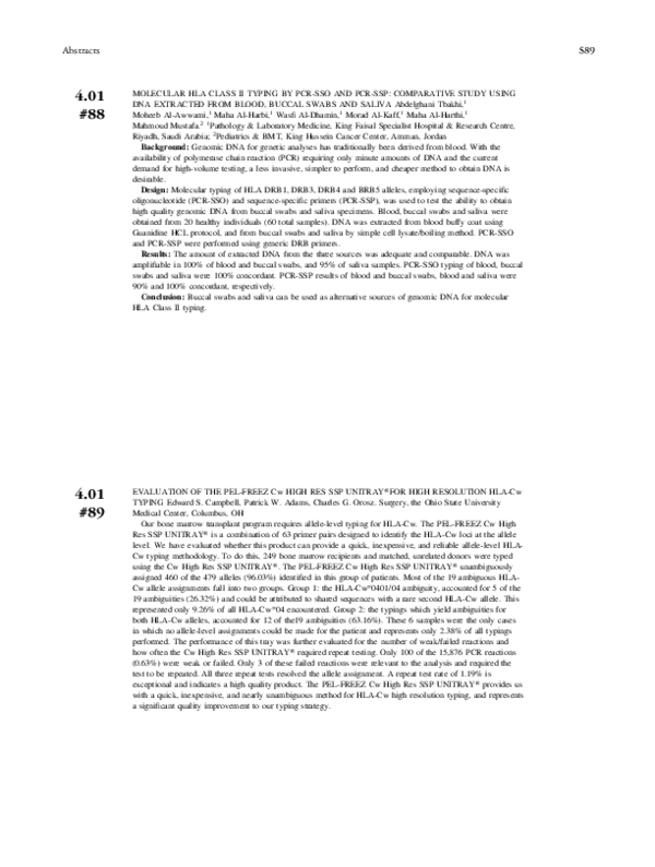(PDF) Molecular HLA class II typing by PCR-SSO and PCR-SSP: comparative ...
