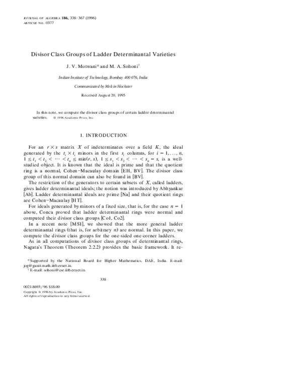 (PDF) Divisor Class Groups of Ladder Varieties