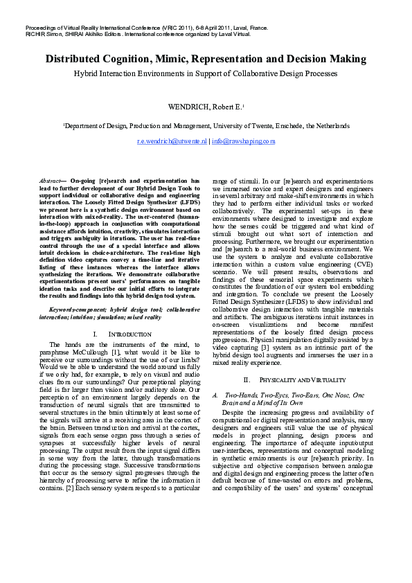 (PDF) Distributed Cognition, Mimic, Representation and Decision Making ...