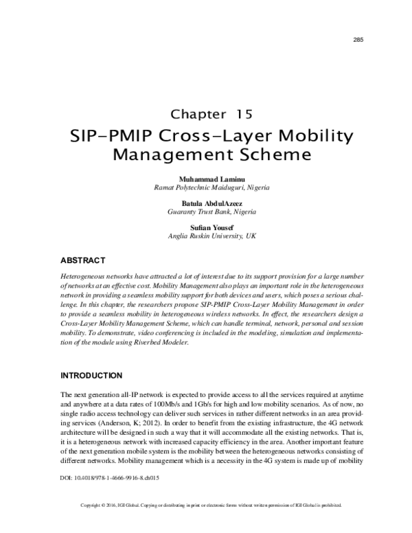 (PDF) SIP-PMIP Cross-Layer Mobility Management