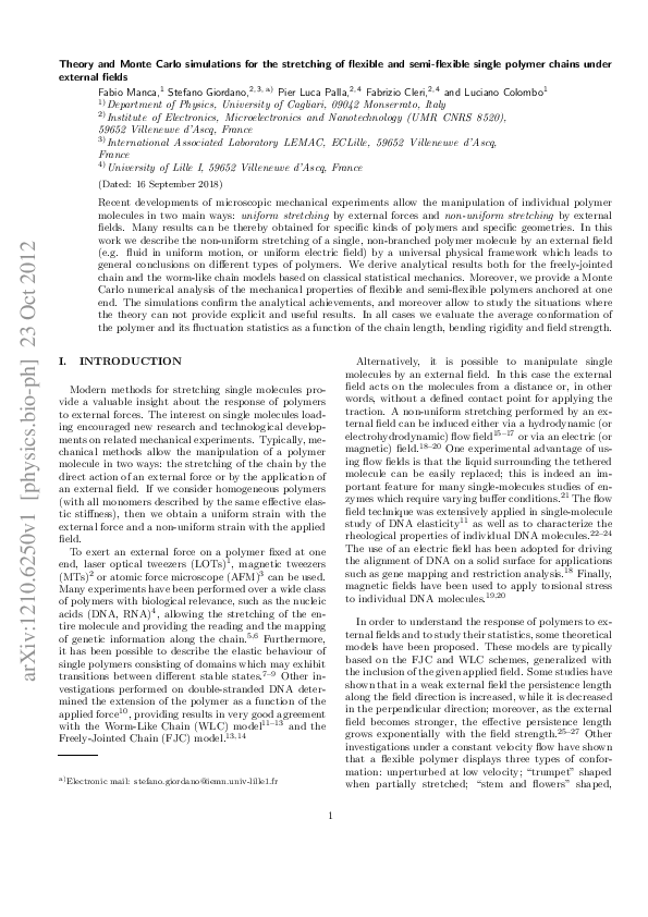 (PDF) Stretching Polymer Chains in External Fields