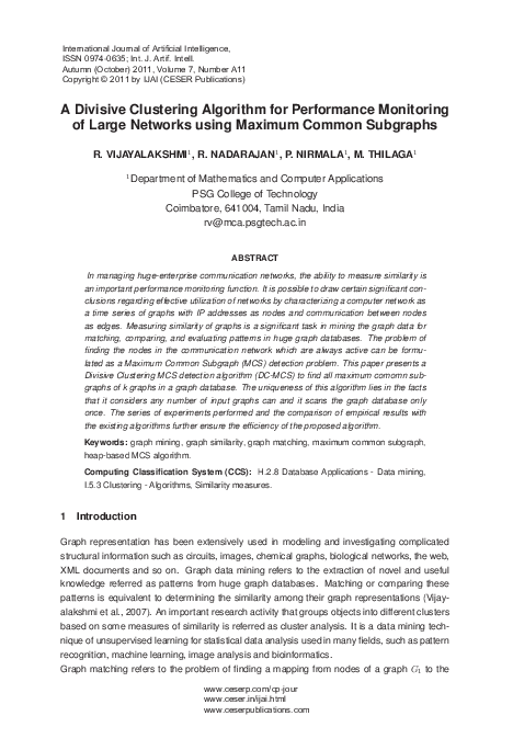 (PDF) A Divisive Clustering Algorithm for Performance Monitoring of ...