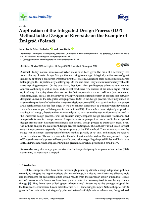 (PDF) Application of the Integrated Design Process (IDP) Method to the ...