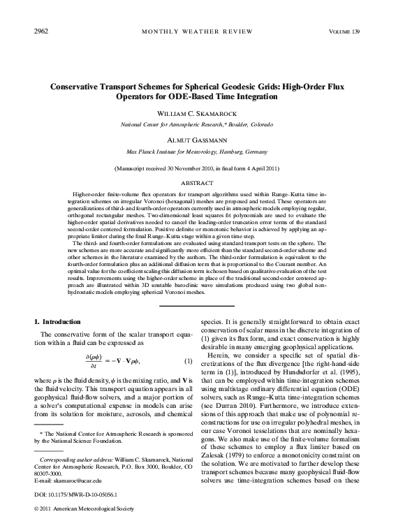 Pdf Conservative Transport Schemes For Spherical Geodesic Grids High Order Flux Operators For