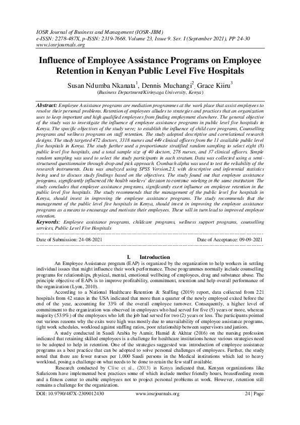 (PDF) Influence of Employee Assistance Programs on Employee Retention ...