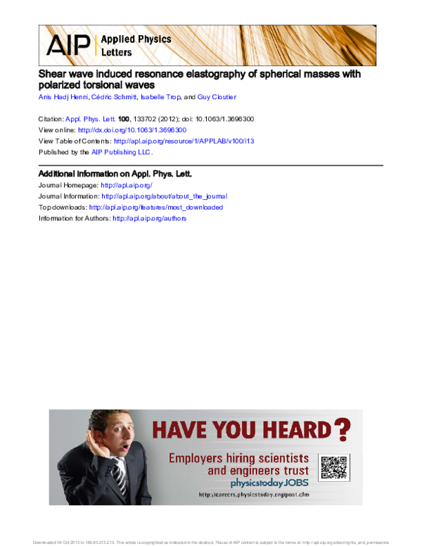 (PDF) Shear wave induced resonance elastography of spherical masses ...