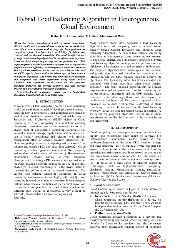 (PDF) Hybrid Load Balancing Algorithm in Heterogeneous Cloud Environment