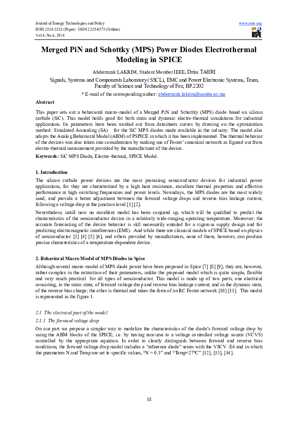 (PDF) Merged PiN and Schottky (MPS) Power Diodes Electrothermal ...
