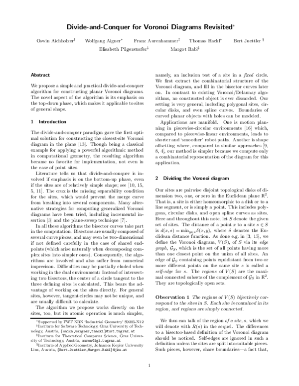 (PDF) Divide-and-conquer for Voronoi diagrams revisited