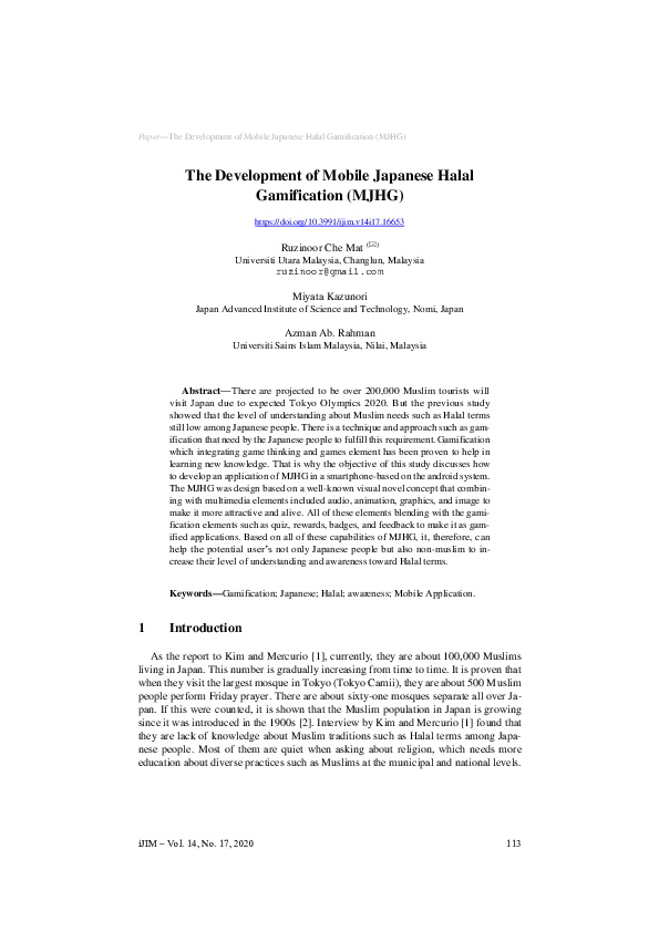(PDF) The Development of Mobile Japanese Halal Gamification (MJHG)