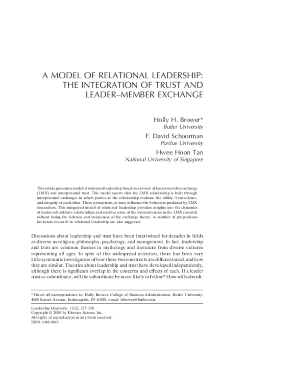 (PDF) A model of relational leadership