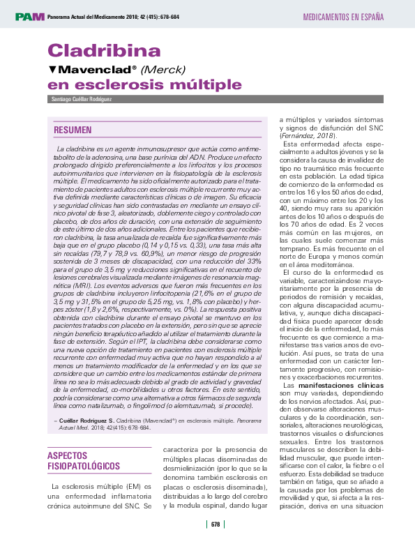 (PDF) Cladribina (Mavenclad®; Merck) en esclerosis múltiple