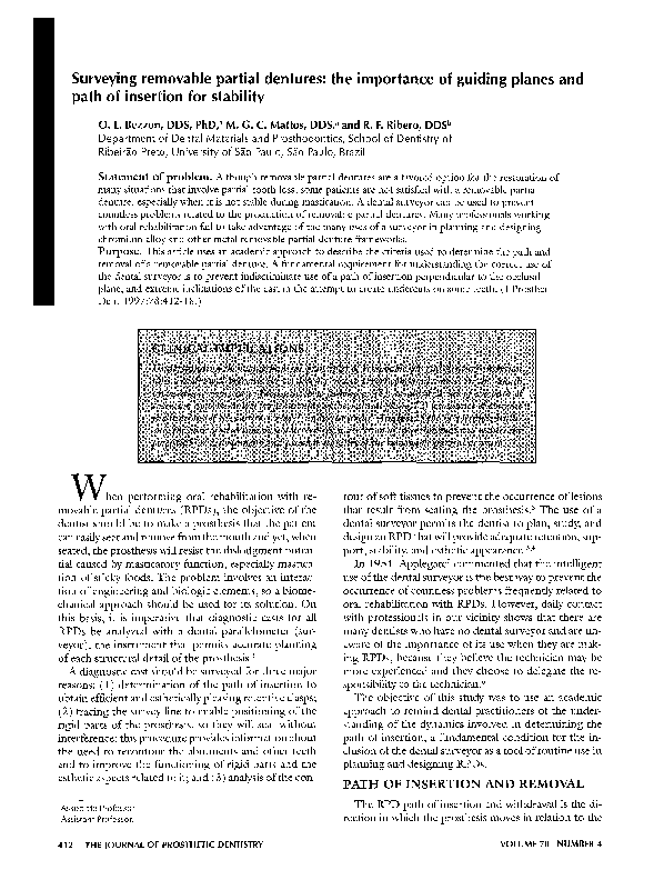(PDF) Surveying removable partial dentures: the importance of guiding ...
