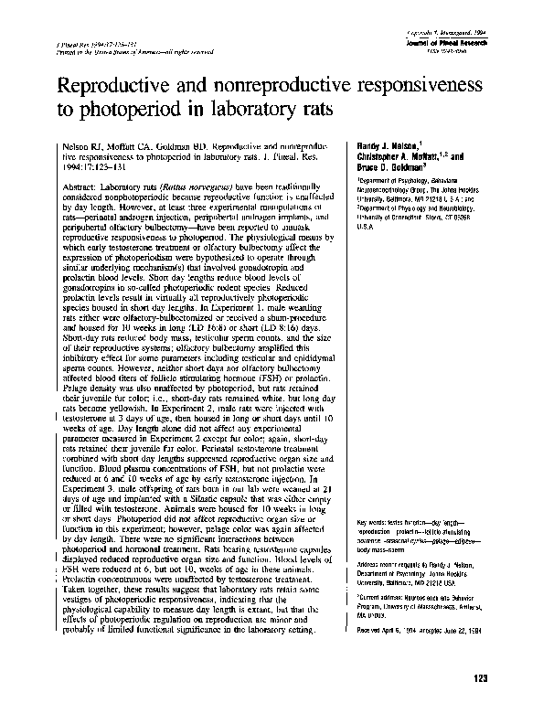 (PDF) Reproductive and no reproductive responsiveness to photoperiod in ...